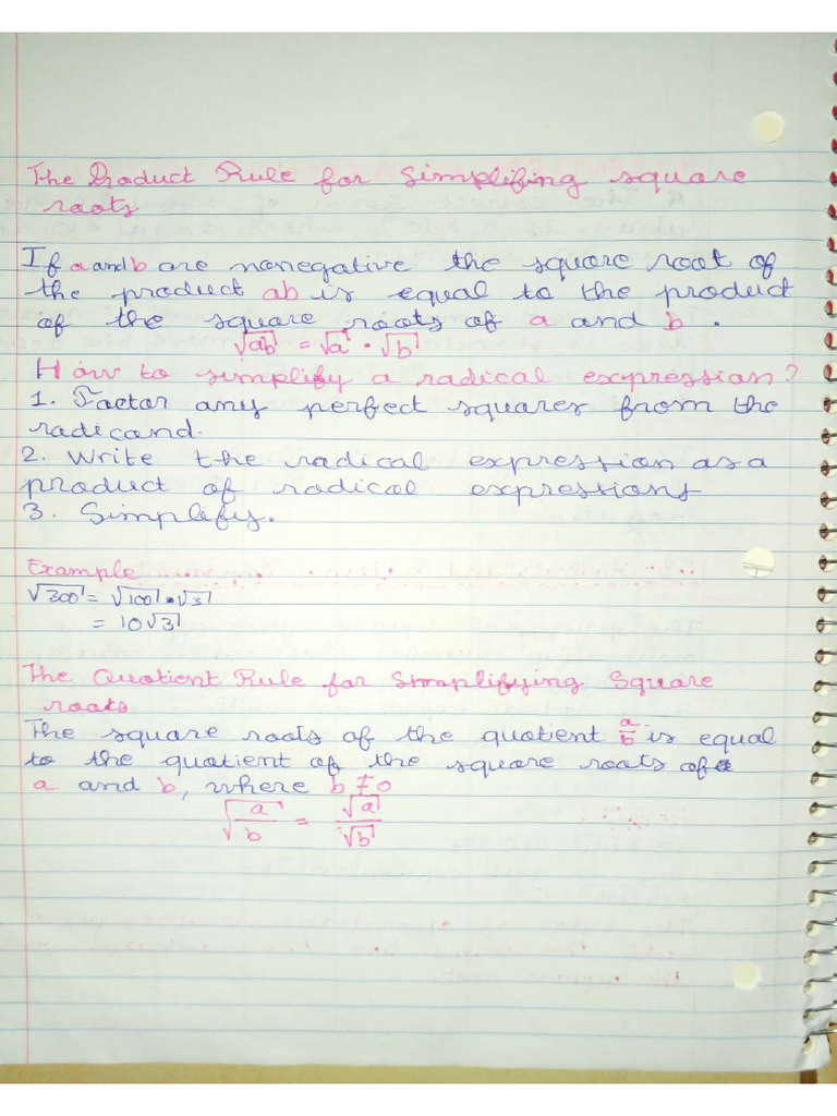 The Product Rule For Simplifing Square Roots | PDF