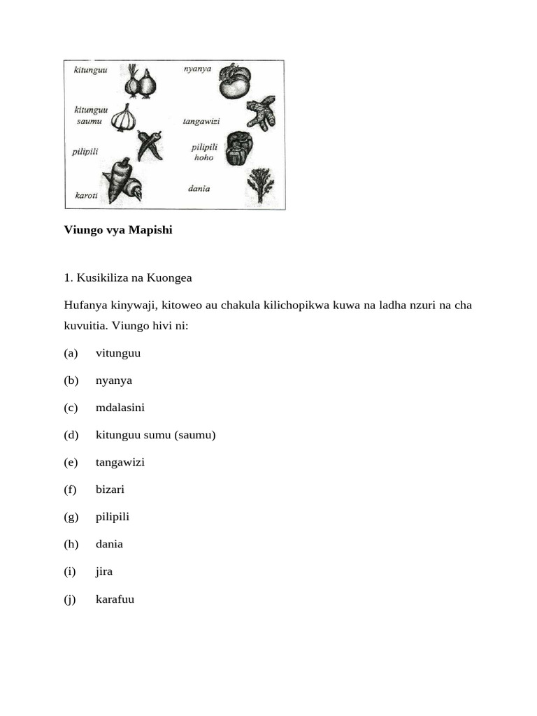Viungo Vya Mapishi | PDF