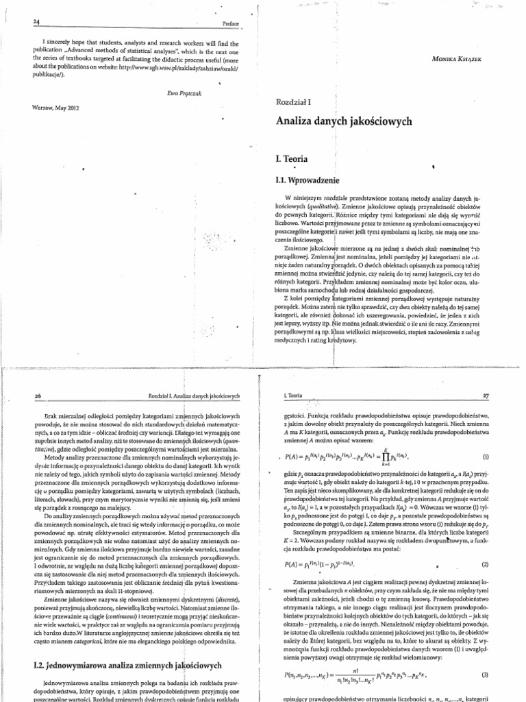 Frątczak E. Zaawansowane Metody Analiz Statystycznych | PDF