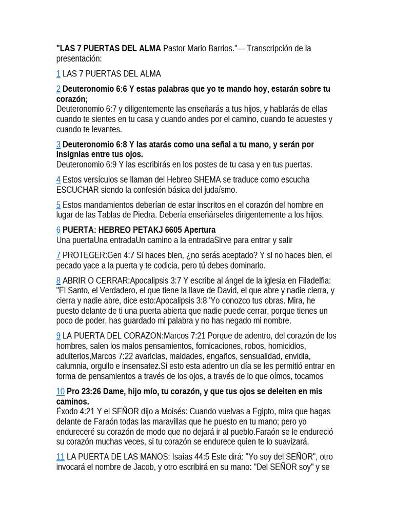 LAS 7 PUERTAS DEL ALMA Pastor Mario Barrios | PDF