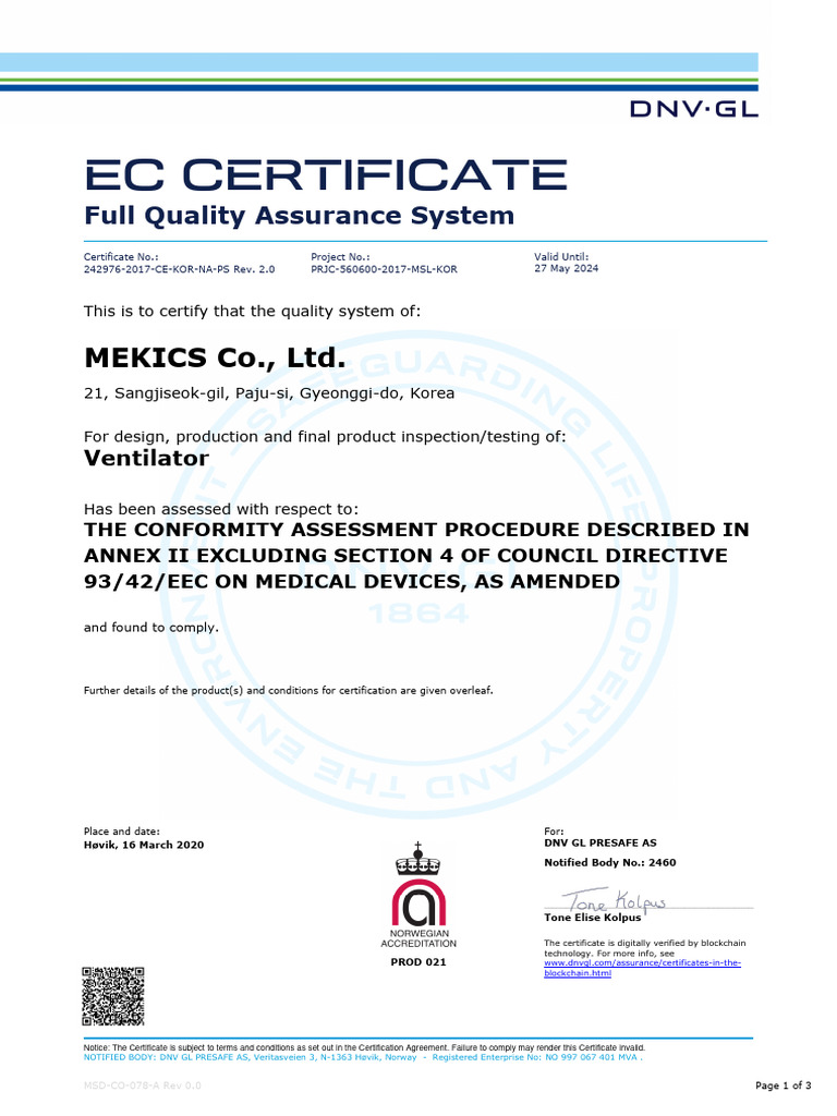 EC Certificate Ventilator | PDF