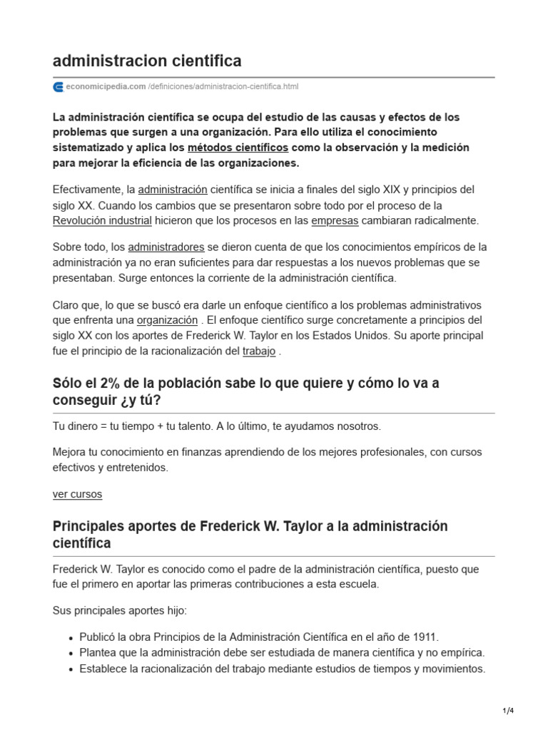 Administración Científica | PDF