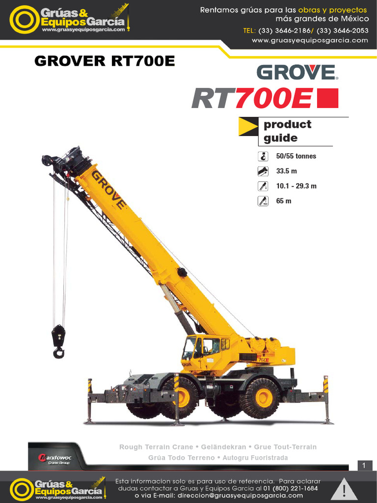 Ficha Tecnica Del Grove RT700E | PDF