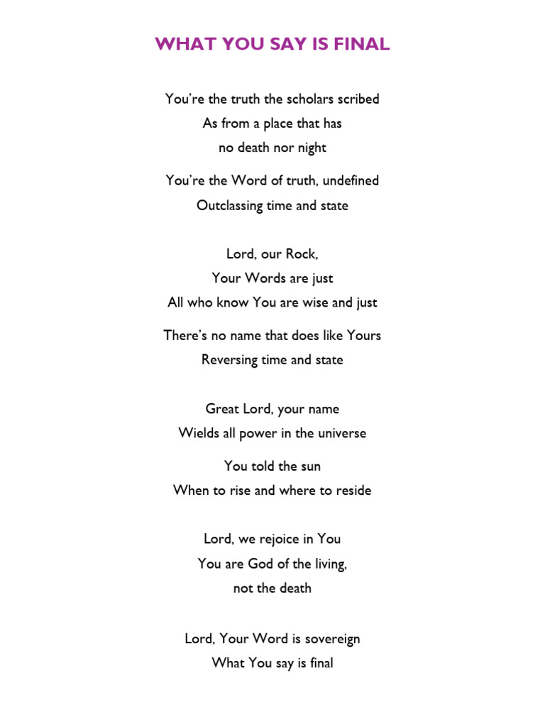 Your Word Is Final | PDF
