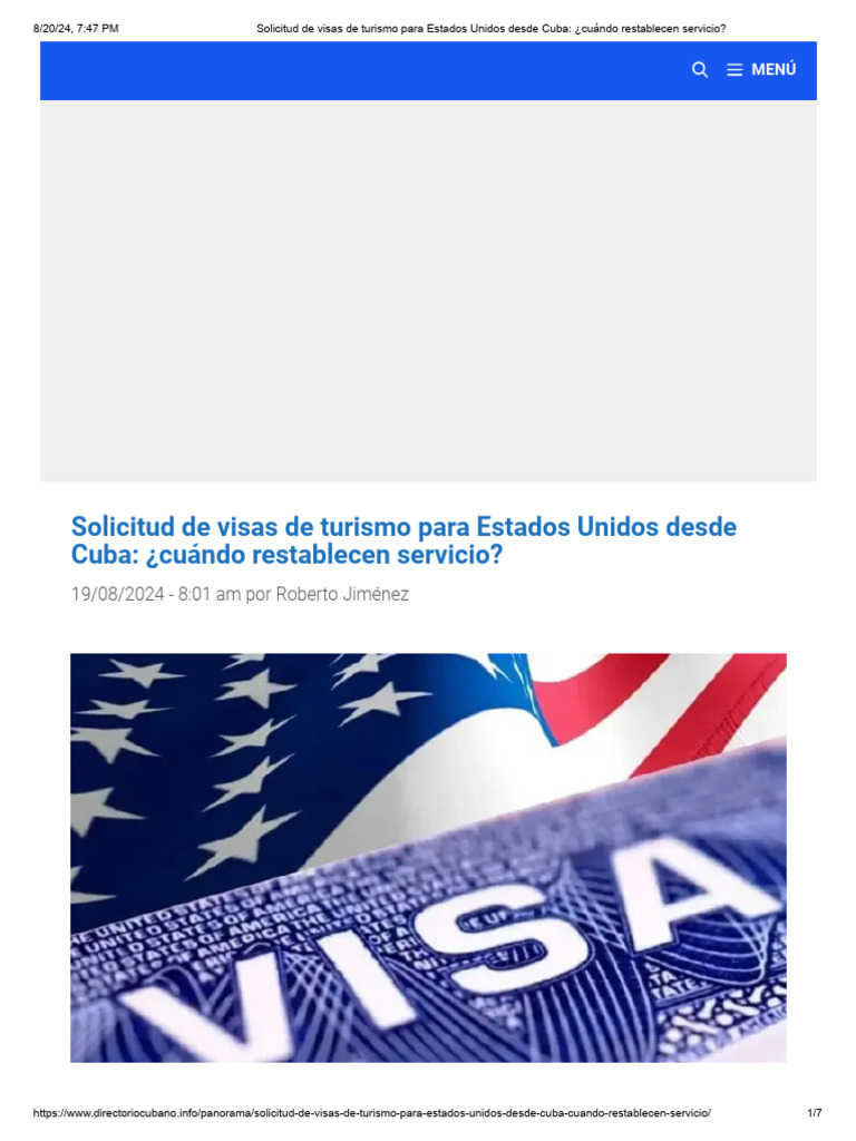 Solicitud de Visas de Turismo para Estados Unidos Desde Cuba - ¿Cuándo ...