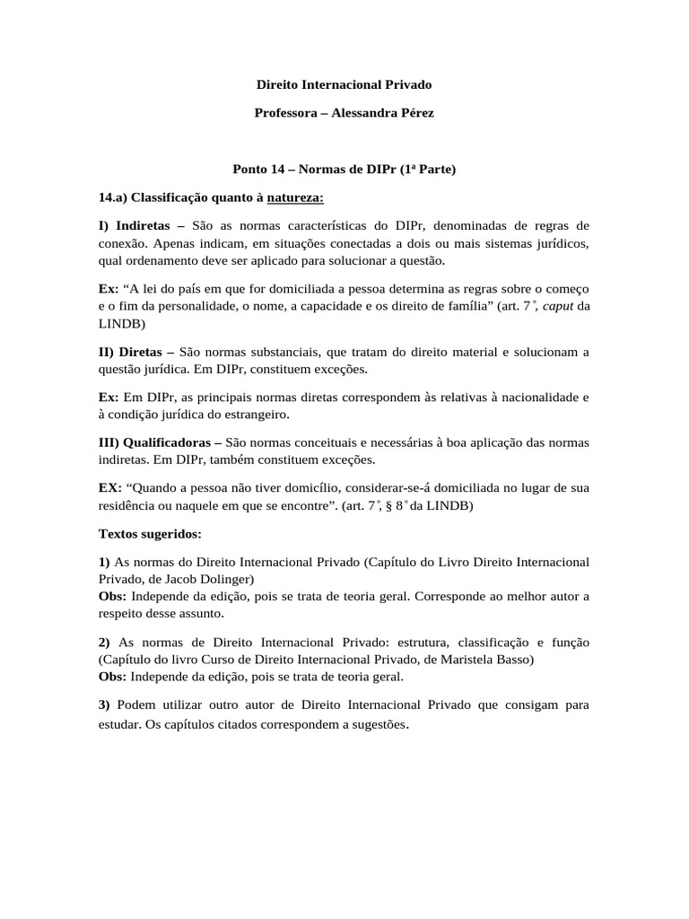 Ponto 14 - Normas de DIPr | PDF