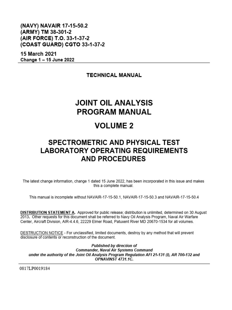 Joint Oil Analysis Program Manual: Spectrometric and Physical Test ...