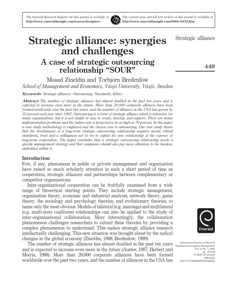 Strategic Alliance | PDF | Outsourcing | Supply Chain