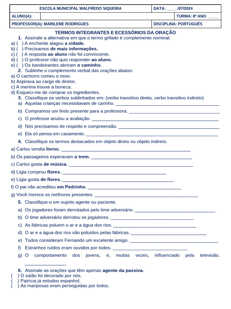 Atividade II SINTAXE | PDF