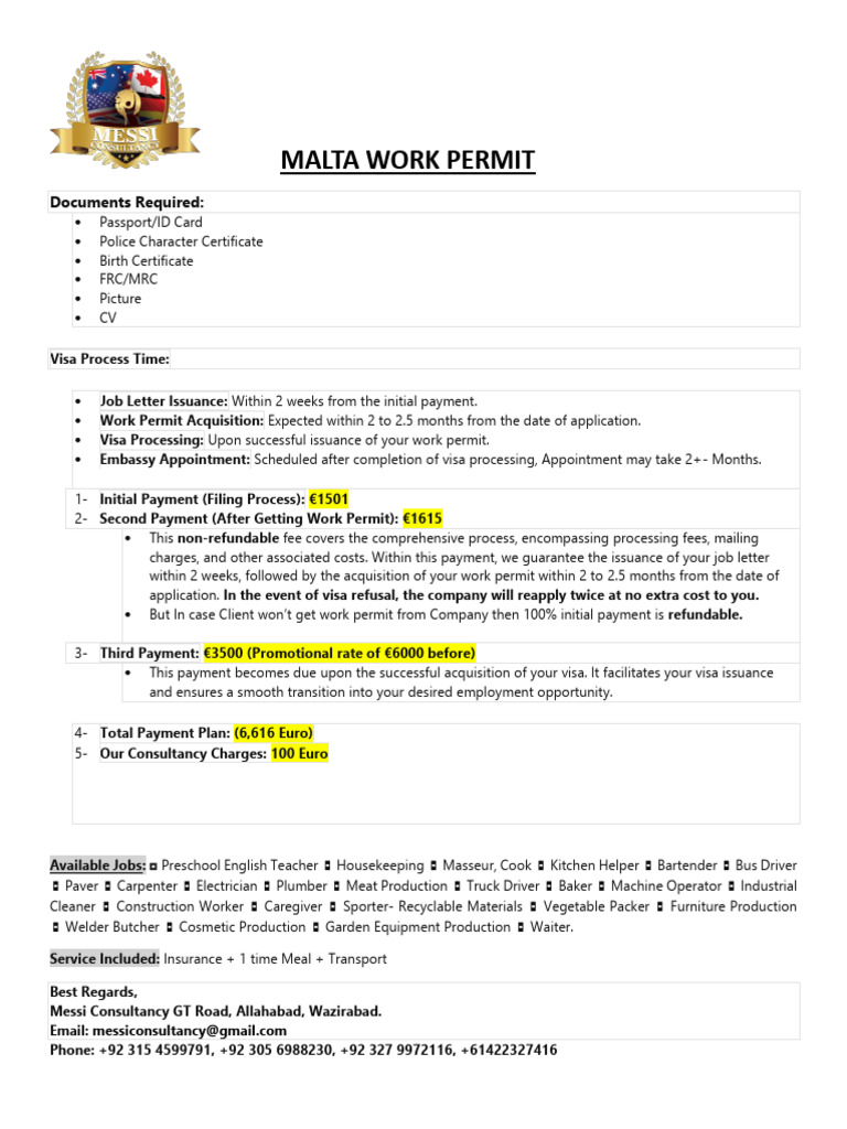 Malta Work Permit-4 | PDF