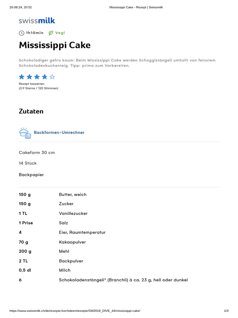Mississippi Cake - Rezept _ Swissmilk | PDF