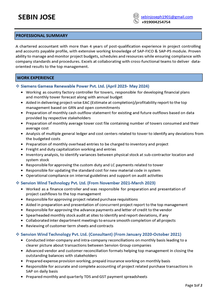 Sebin Jose - CV | PDF