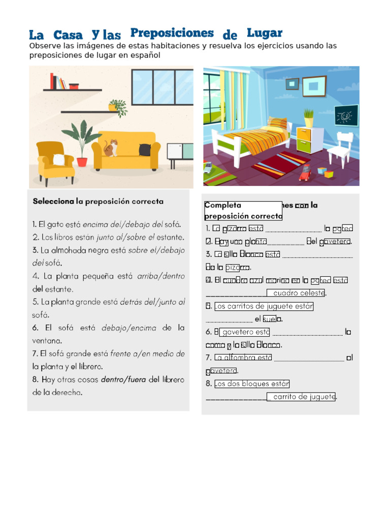Actividad 5 - La Casa y Las Preposiciones-De-Lugar | PDF