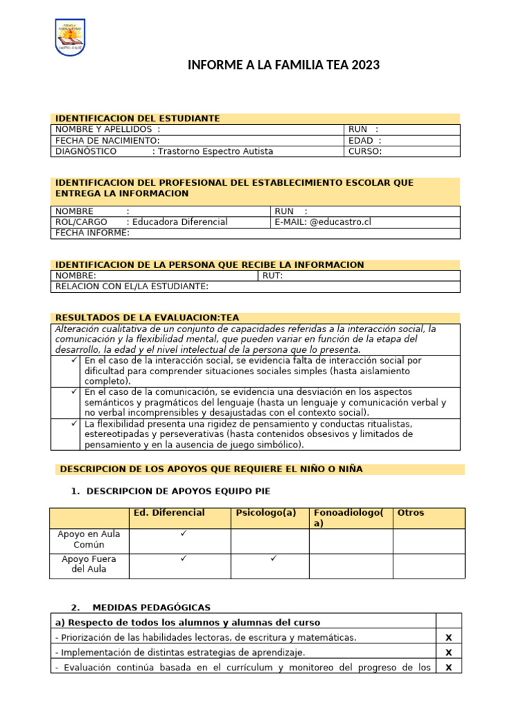 Informe Familia TEA | PDF