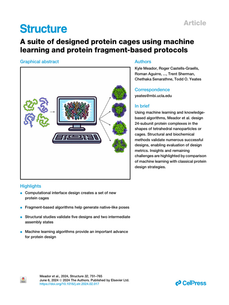 A Suite of Designed Protein Cages Using Machine Le | PDF