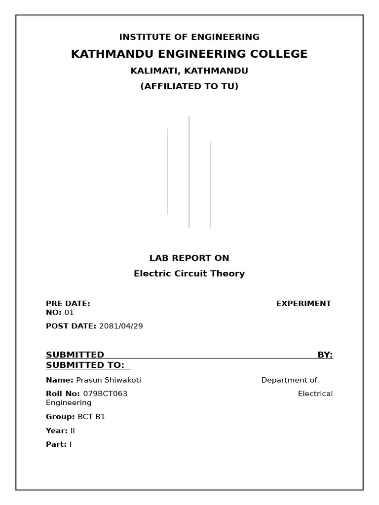 ECT Lab 1 | PDF | Electrical Network | Teaching Methods & Materials