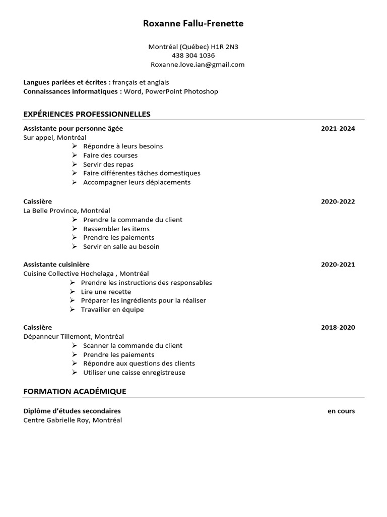 Roxanne Fallu-Frenette CV | PDF
