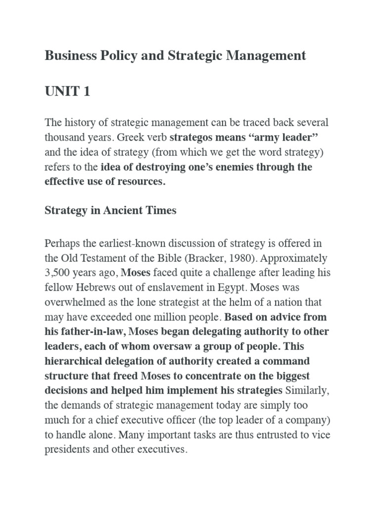 Strategy Managment Unit 1 ST | PDF