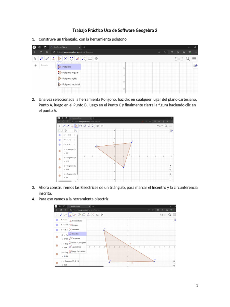 Trabajo Práctico Uso de Software Geogebra 2 | PDF