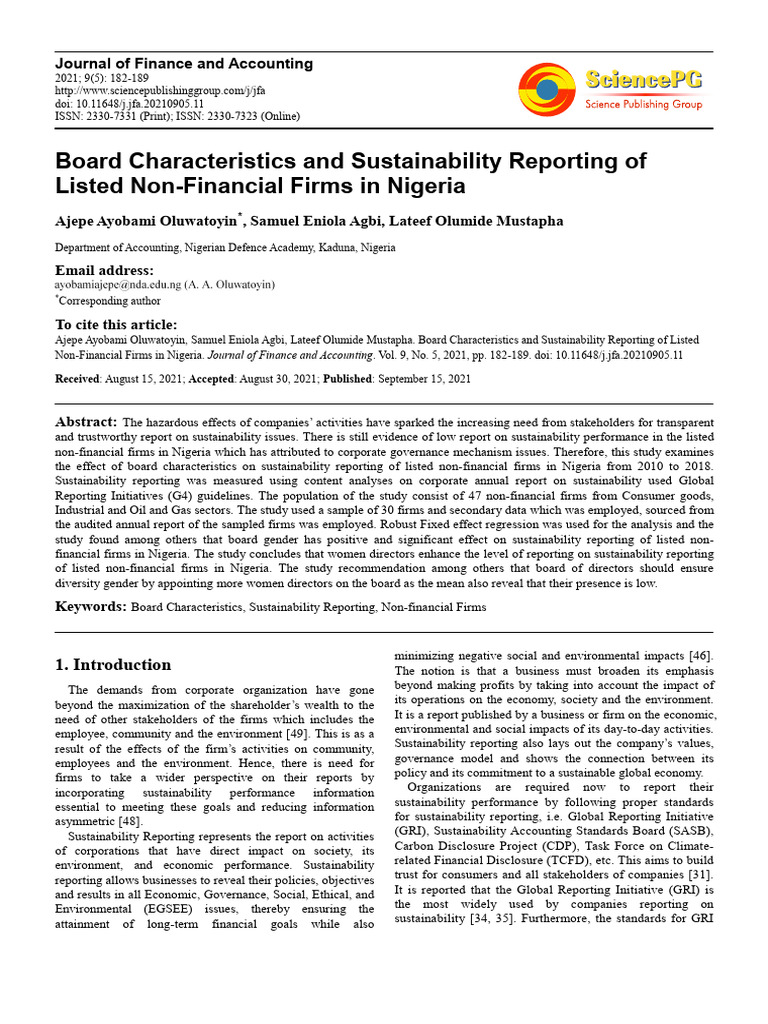Board Characteristics and Sustainability | PDF
