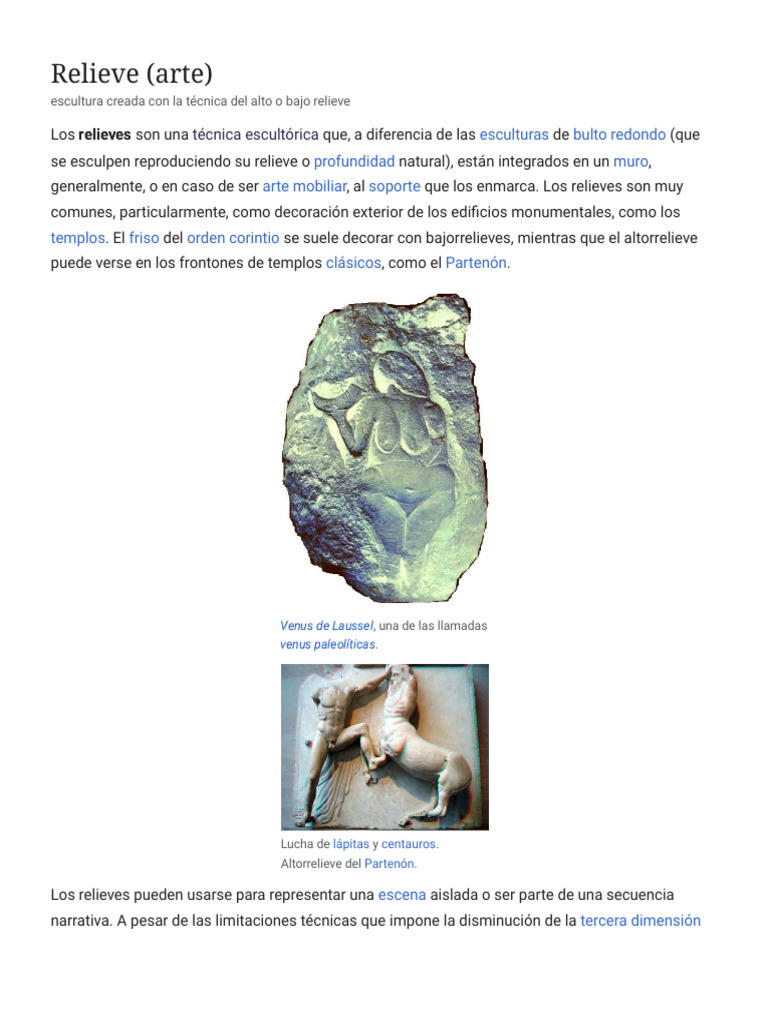 Tipos y Técnicas del Relieve en Arte | PDF | Public Safety | Classics