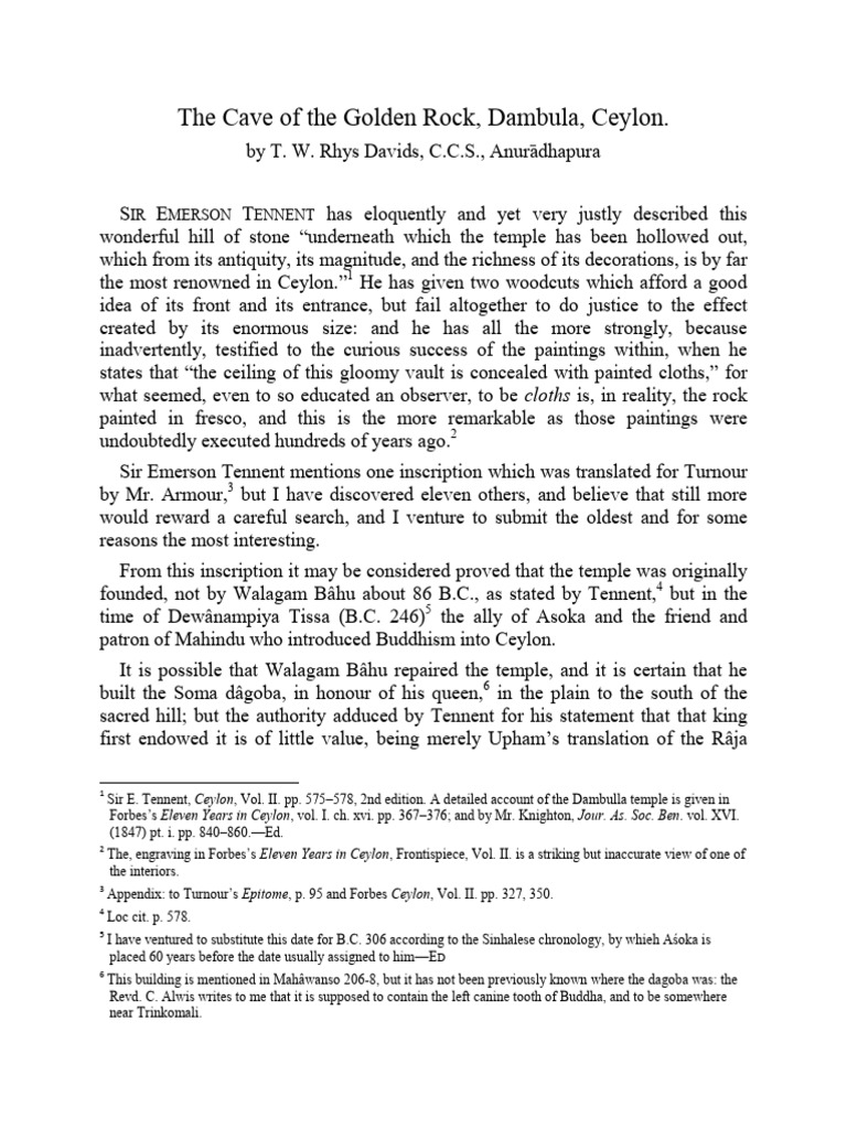 Dambulla Cave Temple History and Inscriptions | PDF | Pali | Linguistics