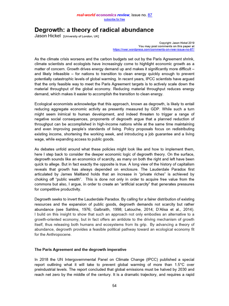 5a. Jason Hickel, Degrowth, A Theory of Radical Abundance (Hickel) | PDF