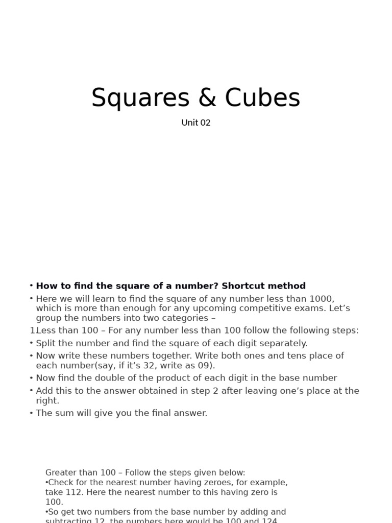 Square and Cube Unit 02 | PDF