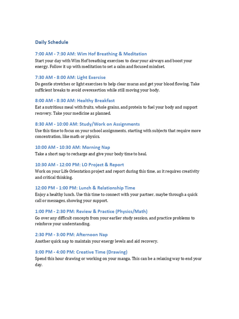 Daily Schedule | PDF