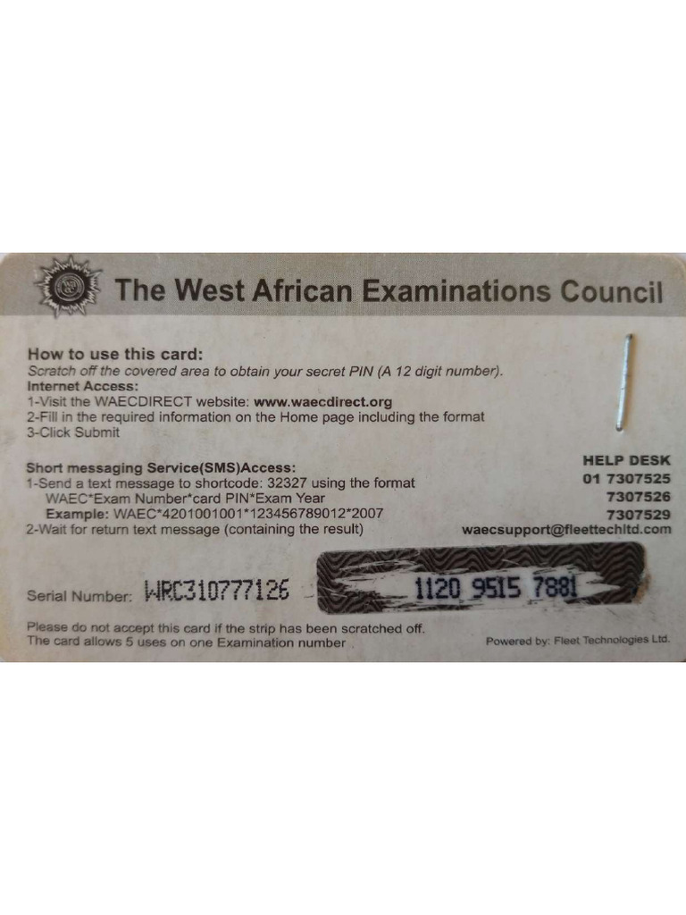 Waec Scratch Card - Compressed | PDF