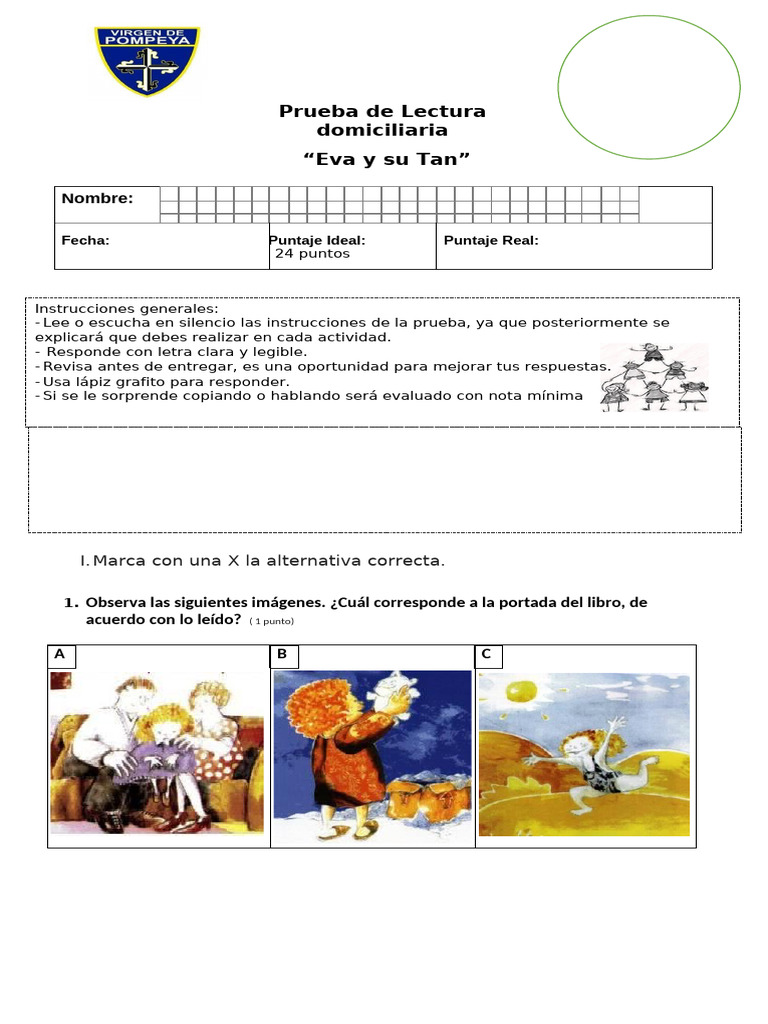 Ac Evaluación de Eva y Su Tan Prueba Ac Aula de Recursos | PDF