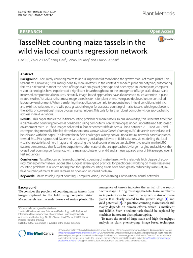Tasselnet: Counting Maize Tassels in The Wild Via Local Counts ...