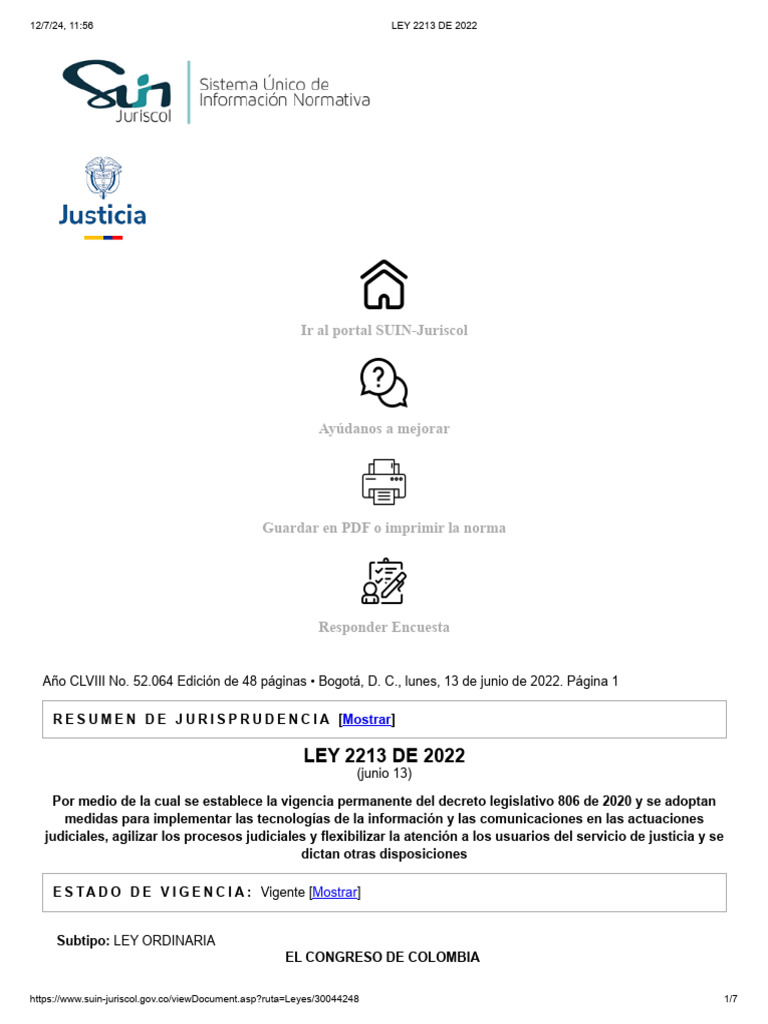 Ley 2213 de 2022 | PDF