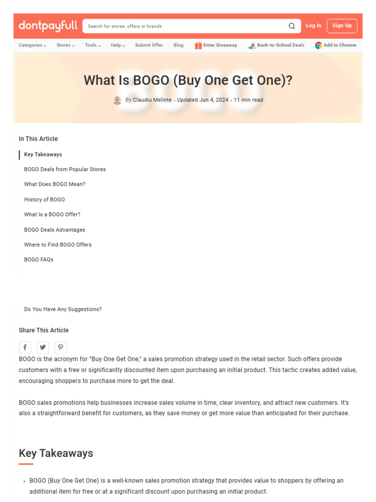 What Is BOGO (Buy One Get One) - DontPayFull | PDF | Retail | Retailing