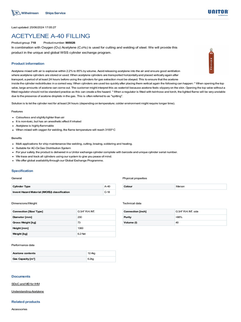 Acetylene A-40 Filling | PDF