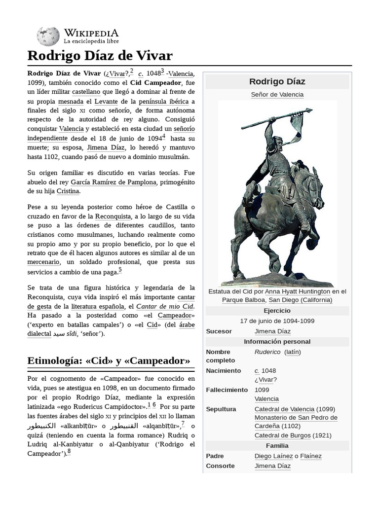 Rodrigo Díaz de Vivar | PDF | Historia