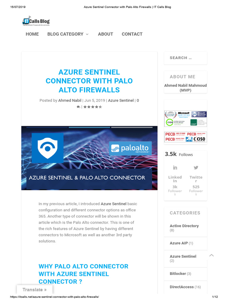 Azure Sentinel Connector With Palo Alto Firewalls - It Calls Blog | PDF ...