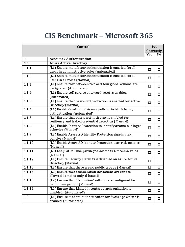 CIS Benchmark 365 | PDF