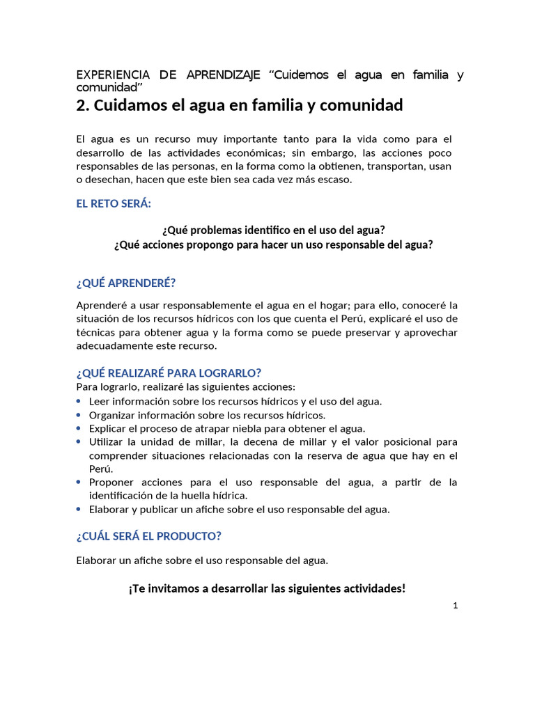 Experiencia de aprendizaje N° 2 | PDF