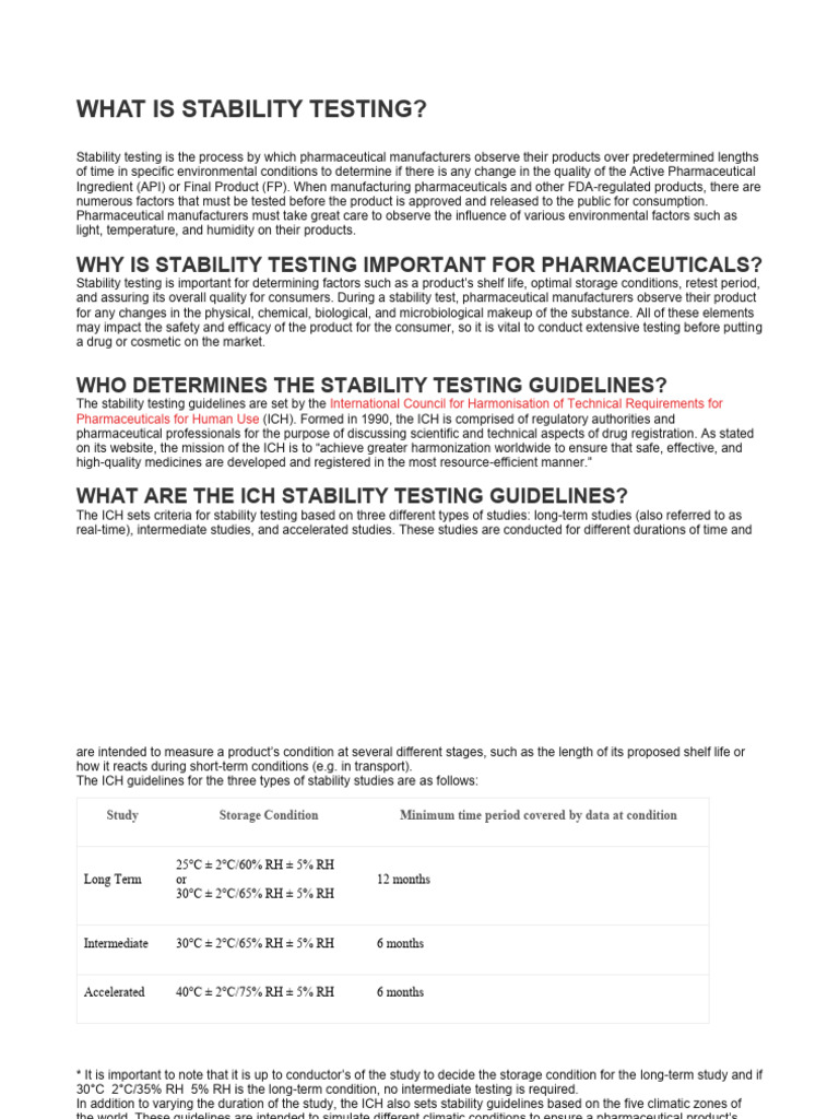 What Is Stability Testing | PDF