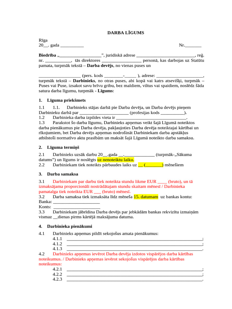 Darba Ligums Paraugs1 | PDF