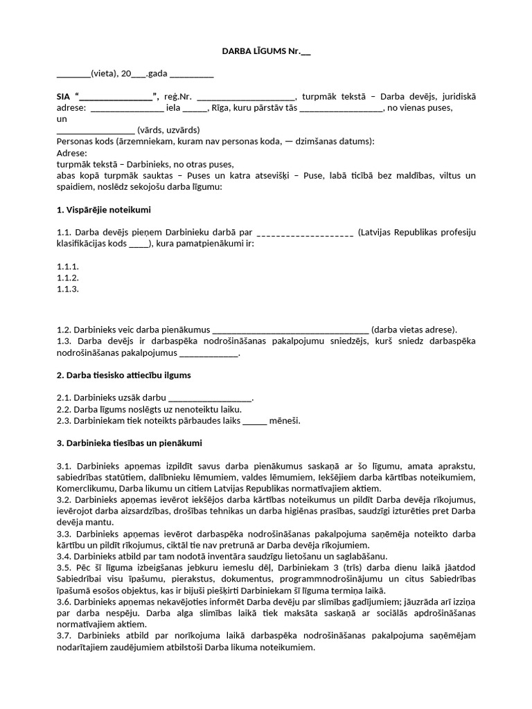 Darba Liguma Paraugs | PDF