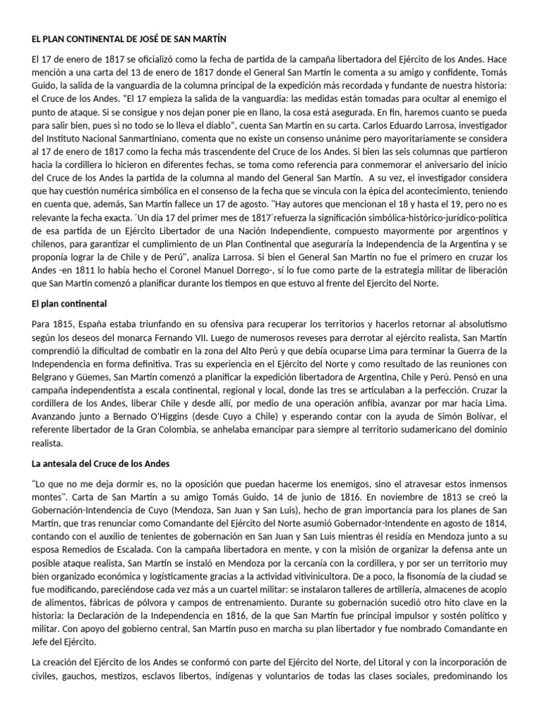 El Plan Continental de San Martin | PDF