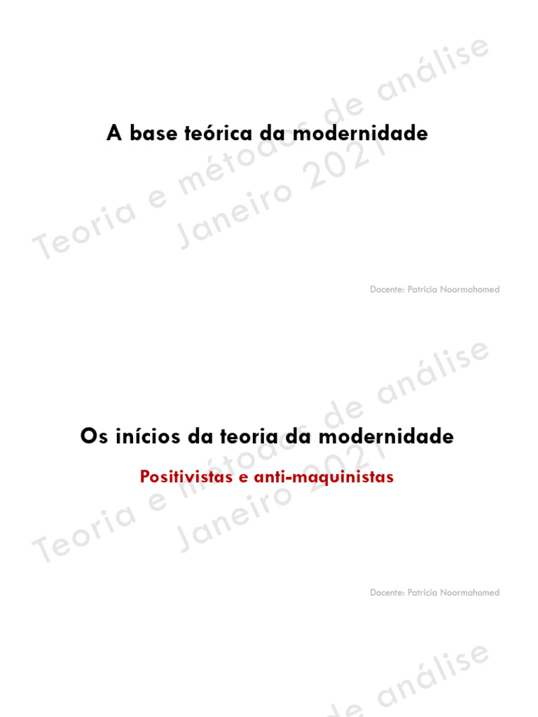 Sessão 13. Os Inícios Da Teoria Da Modernidade - William Morris RS | PDF