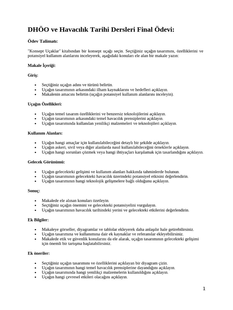 Dhoo Ve Havacilik Tarihi Final Odevi Pdf
