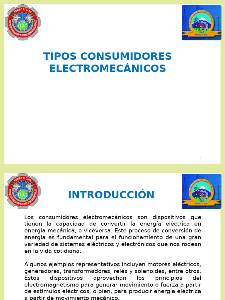 Tipos Consumidores Electromecánicos | PDF | Motor eléctrico | Ingenieria Eléctrica