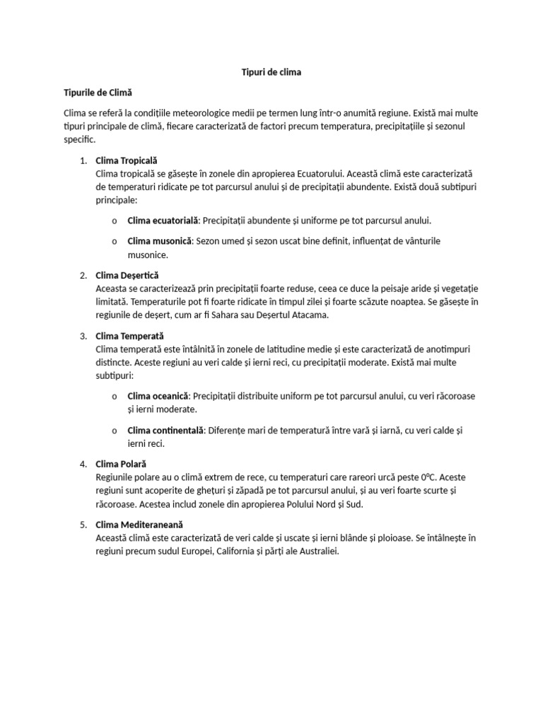 Tipuri de Clima | PDF