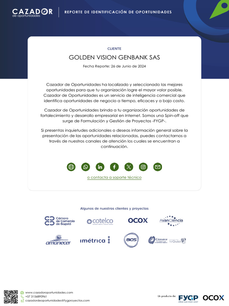 Reporte - Golden Vision Genbank Sas | PDF