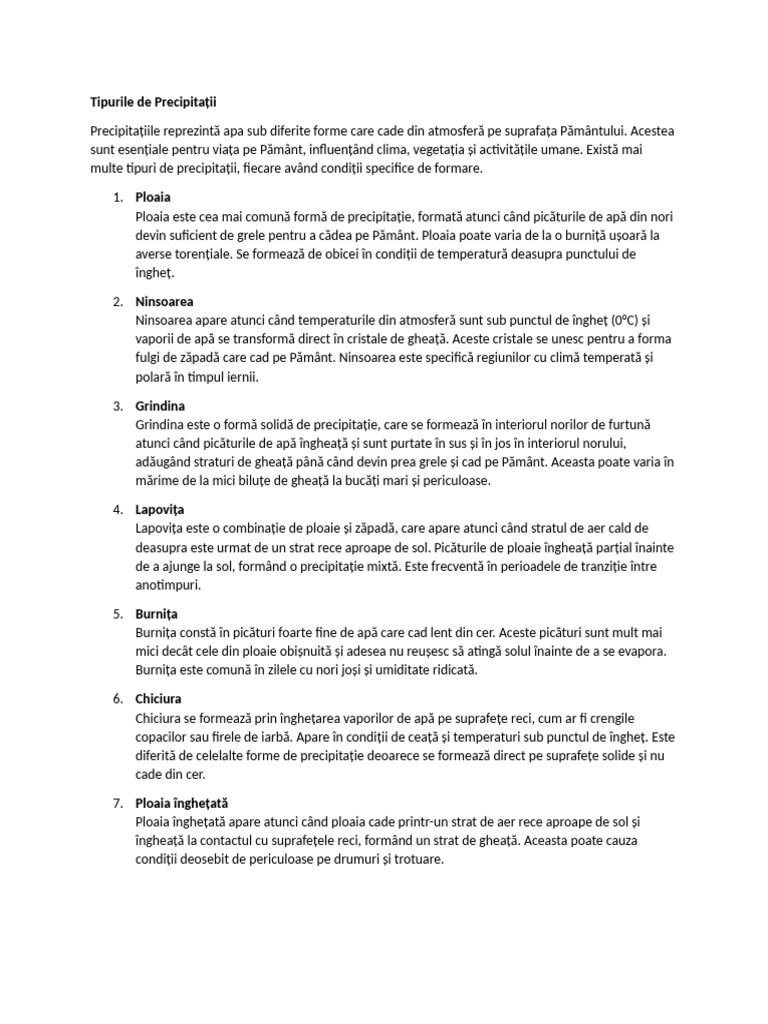 Tipurile de Precipitații | PDF