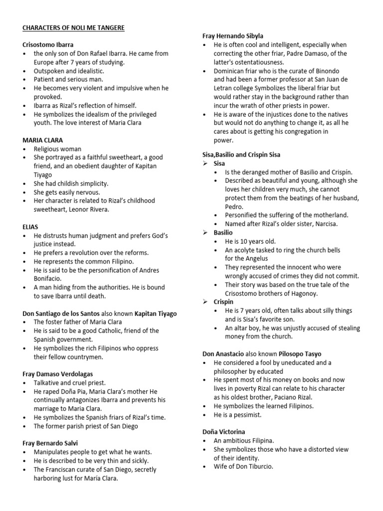 Noli and El Fili Characters-2 | PDF